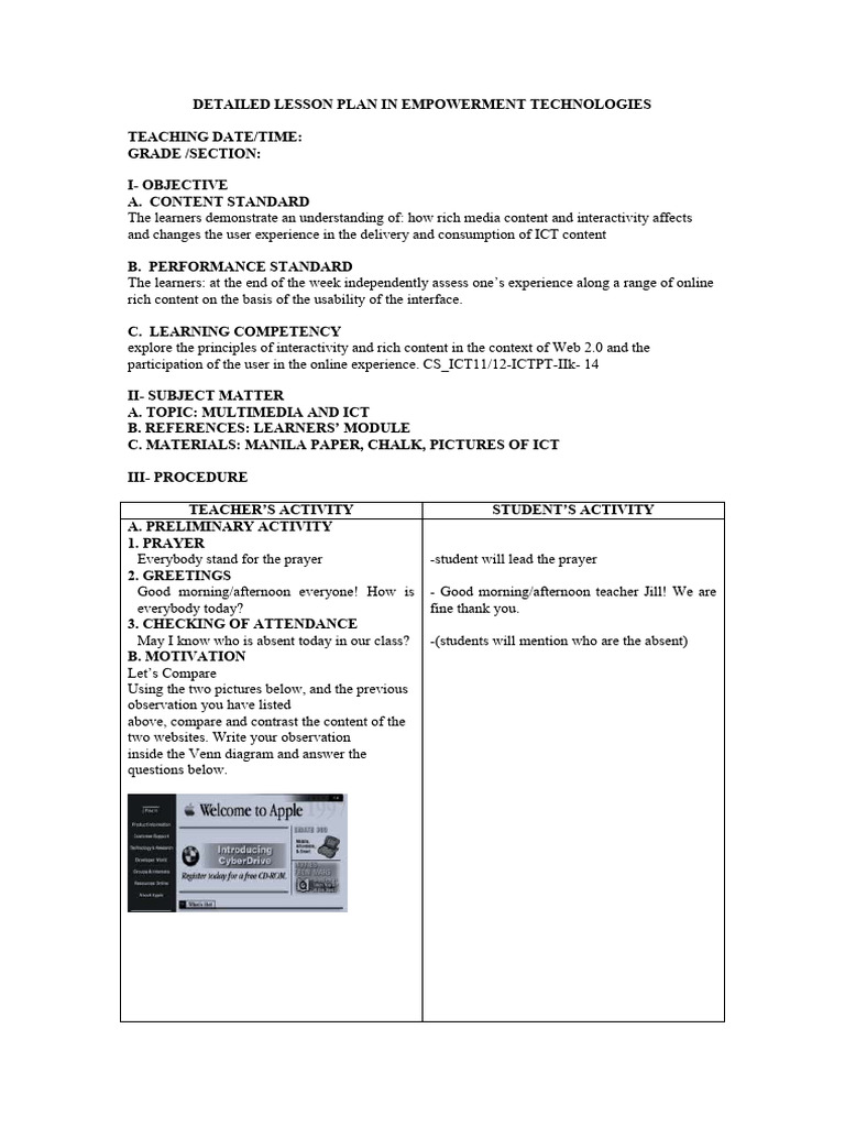 DLP1 Etech Multi Media and Ict | PDF | Multimedia | Educational Technology