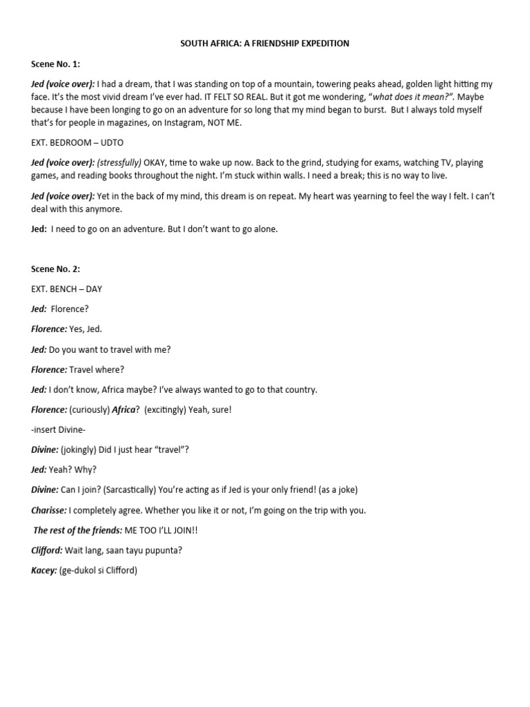 South Africa - A Friendship Expedition (Script) | PDF