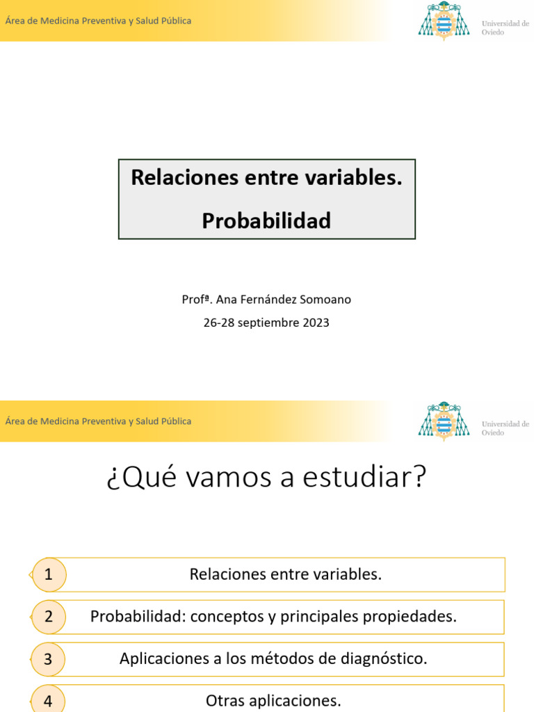 Tema 17. Relaciones Entre Variables. Probabilidad.-1 | PDF | Diagnostico medico | Sensibilidad y ...