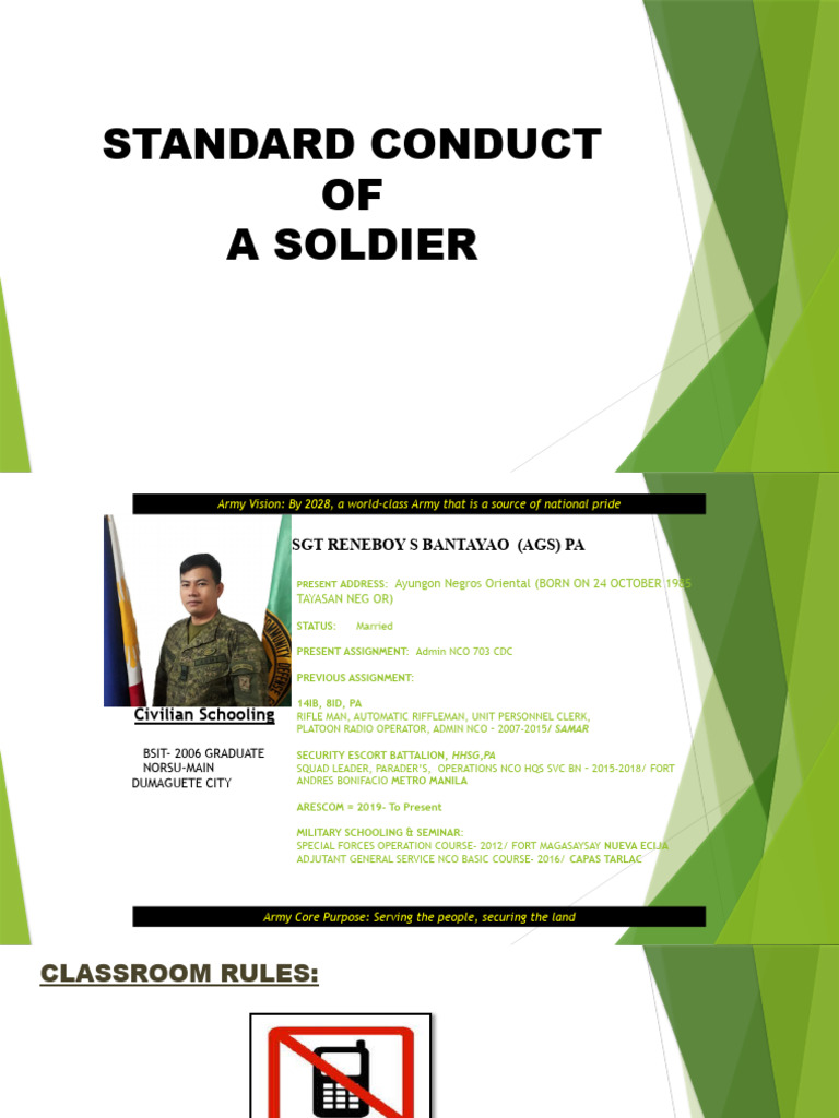 Standard of Conduct of A Soldier | PDF | Disciplines | Soldier