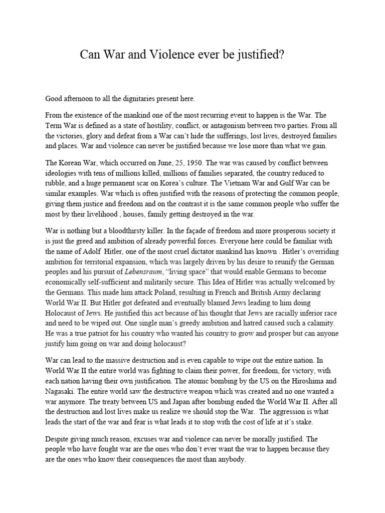 Can War and Violence Ever Be Justified | PDF | Nazi Germany | Adolf Hitler Can War and Violence Ever Be Justified | PDF | Nazi Germany | Adolf Hitler
