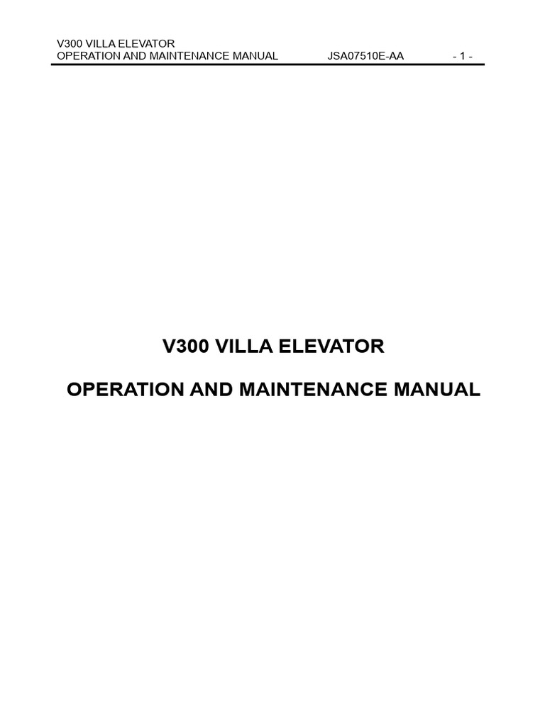 V300 Villa Elevator Manual Guide | PDF | Elevator | Door