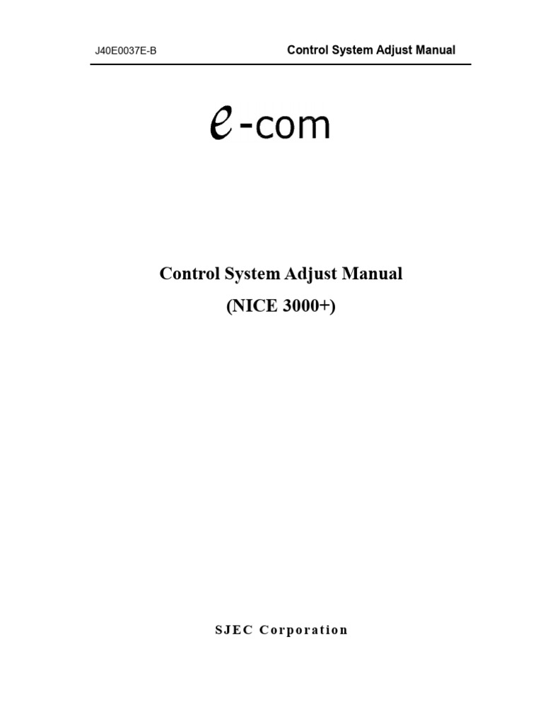 Control System Adjust Manual | PDF | Power Supply | Electric Motor