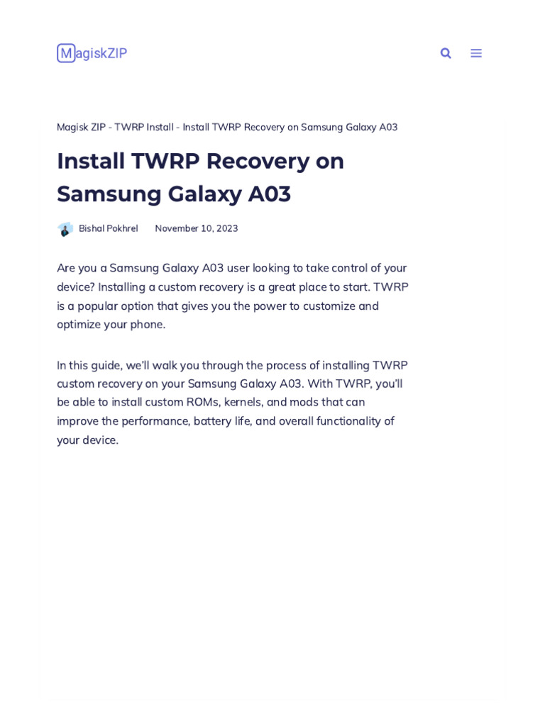 Install TWRP Recovery On Samsung Galaxy A03 | PDF | Personal Digital Assistant | Embedded Linux ...