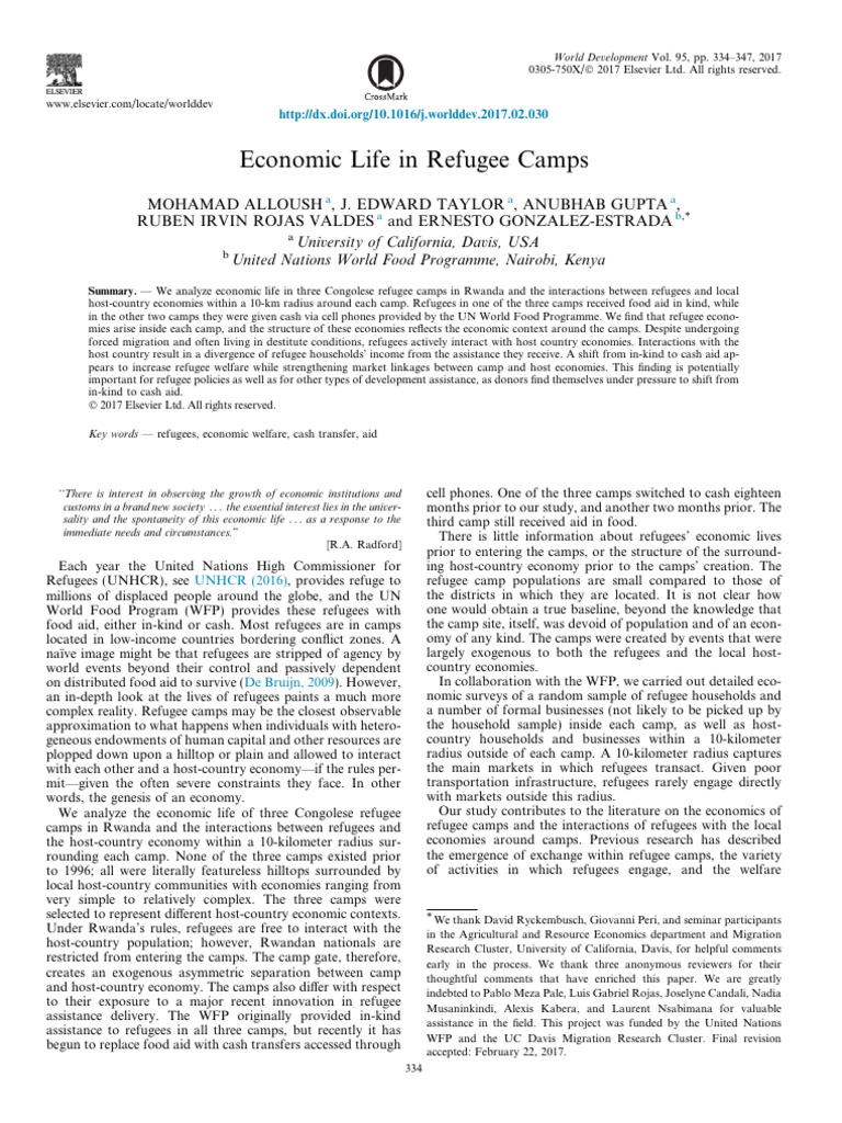 Economic Life in Refugee Camps | PDF | Aids | Refugee