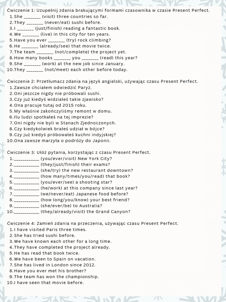 Present Perfect | PDF