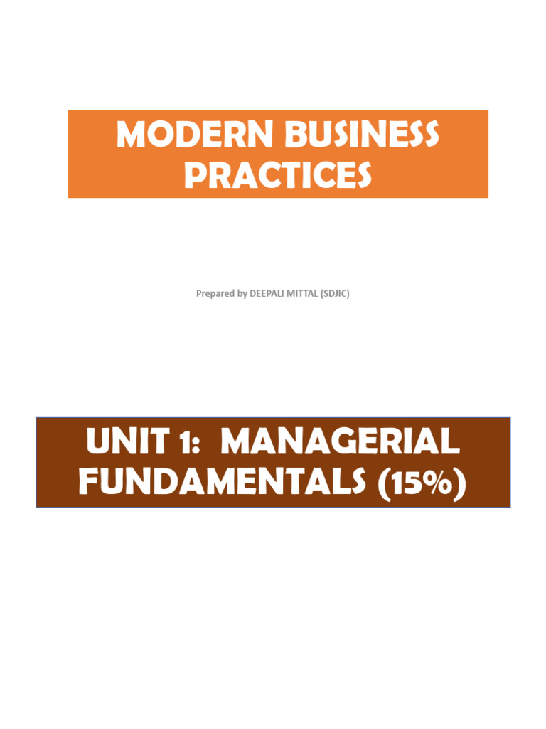 Unit 1 - Managerial Fundamentals | PDF | Employment | Human Resources