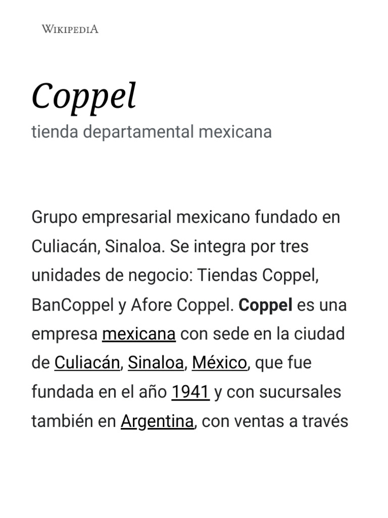 Coppel - La Enciclopedia Libre | PDF | Empresas minoristas | Economias