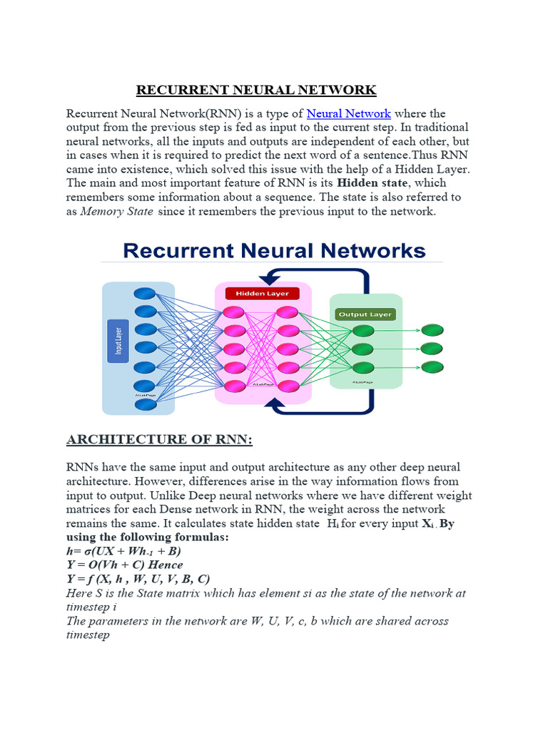 Recurrent Neural Networks | PDF | Artificial Neural Network | Deep Learning