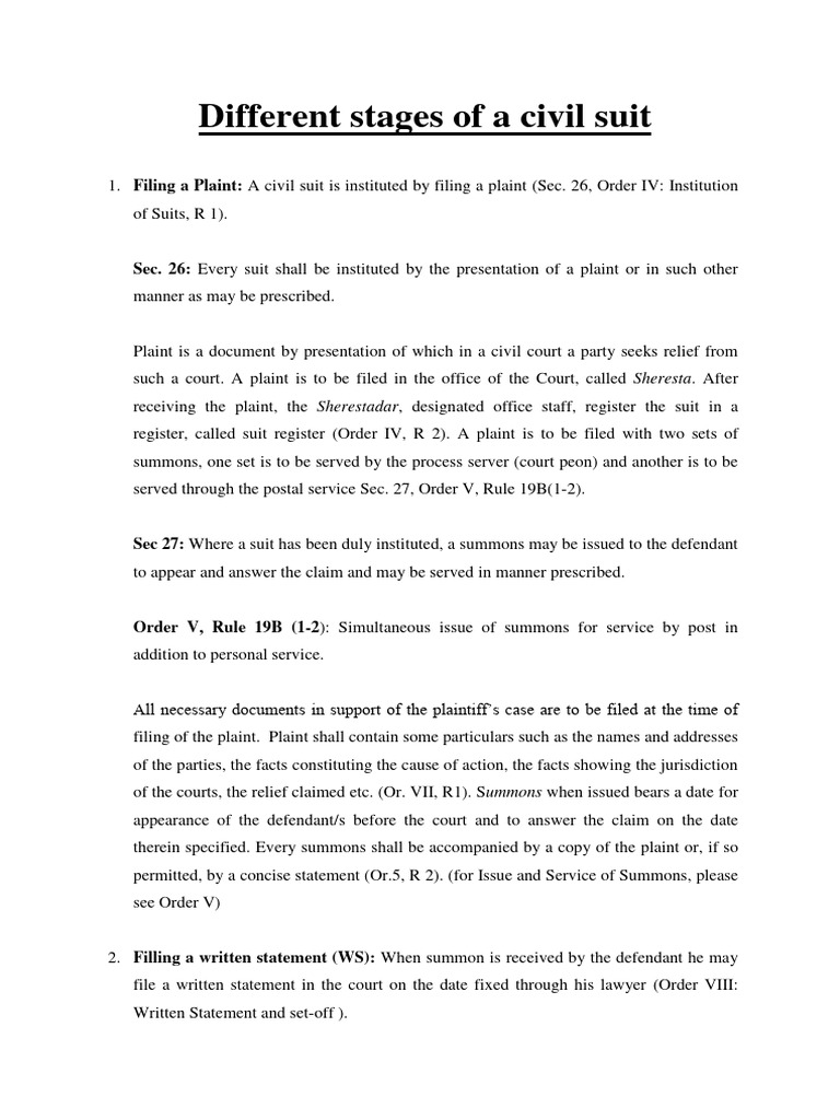 Different Stages of A Civil Suit | Download Free PDF | Lawsuit ...