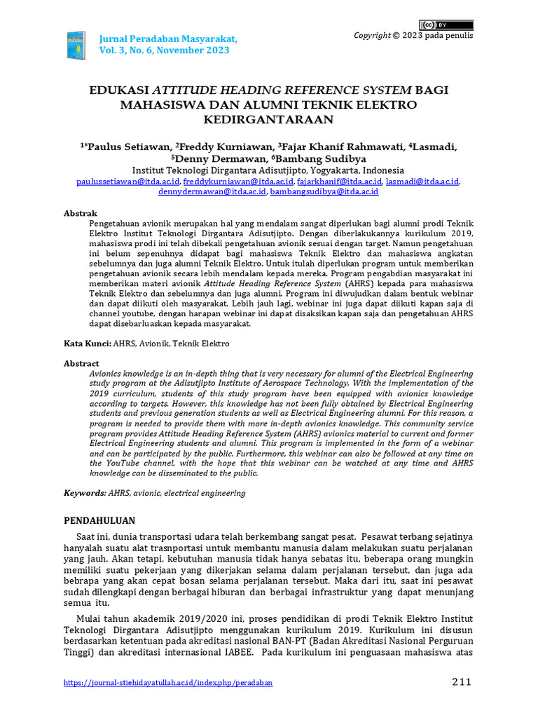 Edukasi Attitude Heading Reference System Bagi Mahasiswa Dan Alumni Teknik Elektro ...