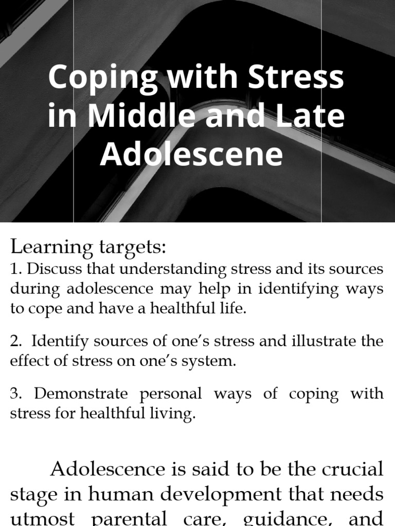 Coping With Stress in Middle and Late Adolescene | PDF | Mental Disorder | Stress (Biology)