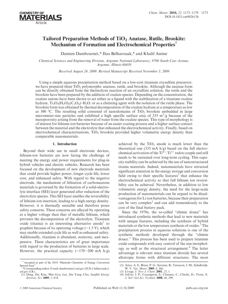 Tailored Preparation Methods of Tio Anatase, Rutile, Brookite ...