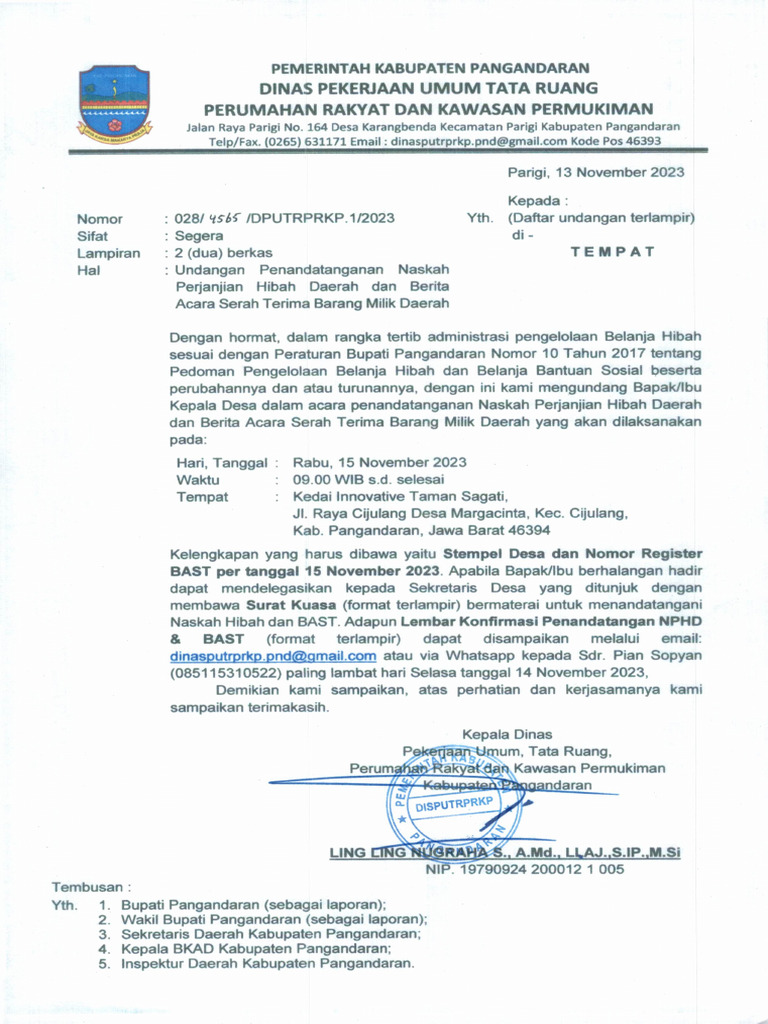 Undangan Penandatanganan NPHD Dan Bast Stempel | PDF