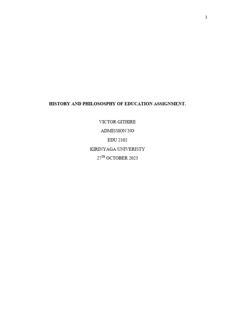History And Philososphy Of Education Assignment Pdf Critical Thinking Learning 