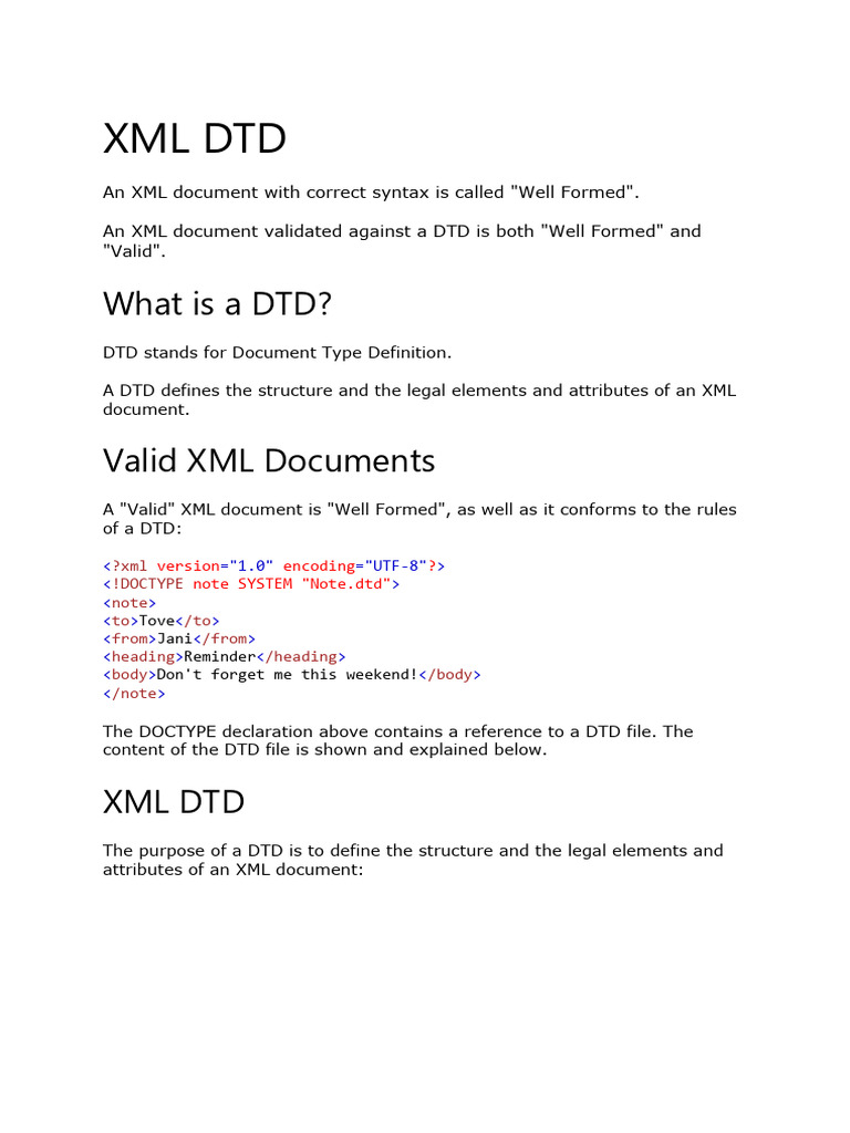 XML DTD: What Is A DTD? | PDF | Xml | World Wide Web Consortium