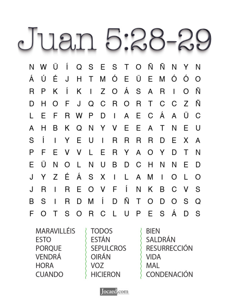 Juan 5 28 29 Sopa Letras | PDF | Jesús | Apocalípticos