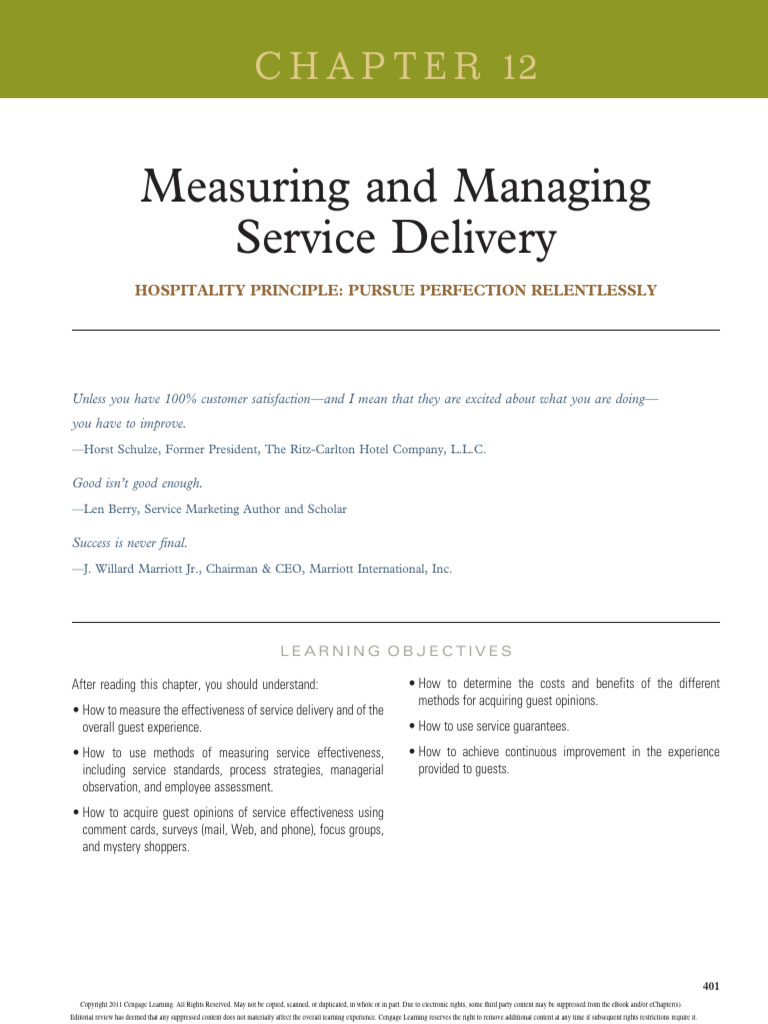 Section 3 Chapter 12 Measuring and Managing Service Delivery | PDF ... Section 3 Chapter 12 Measuring and Managing Service Delivery | PDF ...
