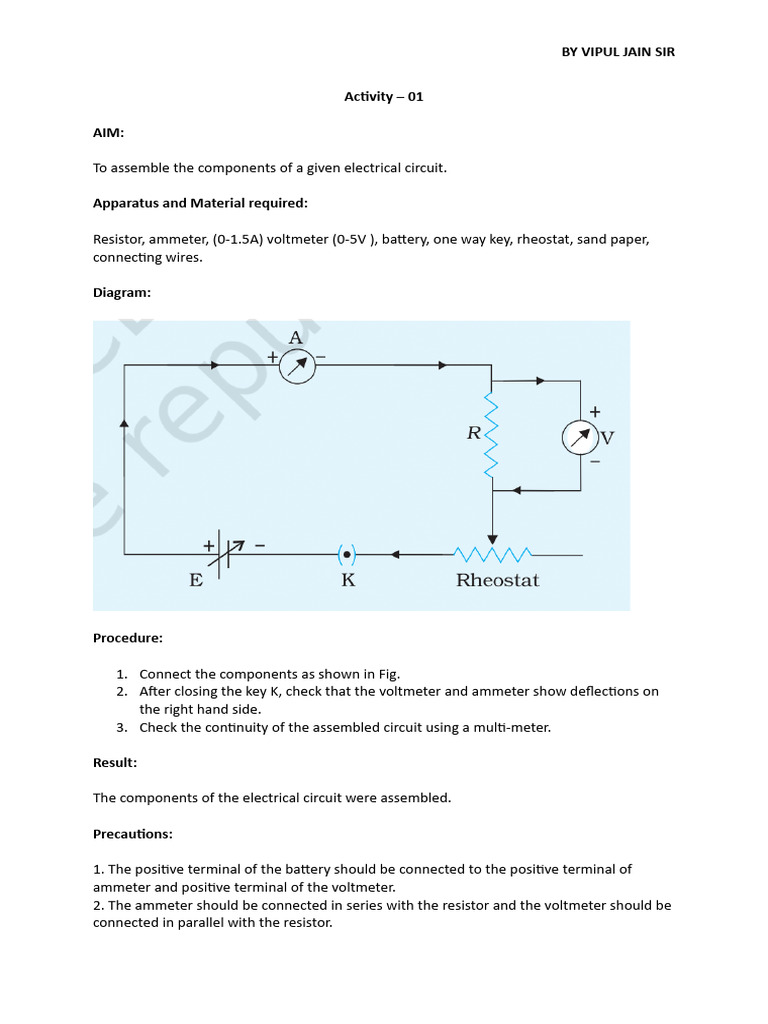 To Assemble The Components of A Given Electrical Circuit | PDF