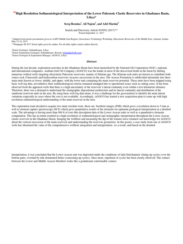 High Resolution Sedimentological Interpretation of The Lower Paleozoic ...