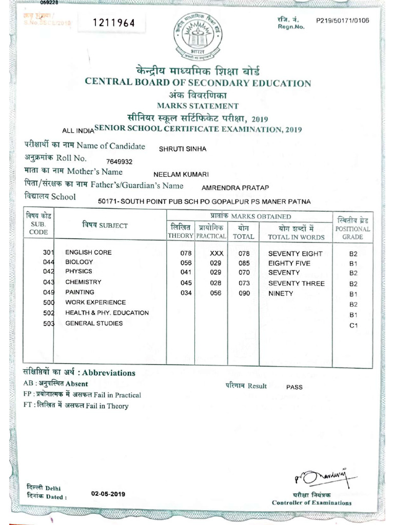 12th Marksheet - Compressed | PDF