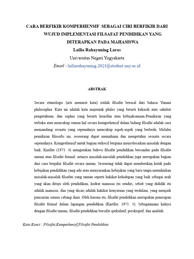 Cara Berfikir Komperhensif Sebagai Ciri Berfikir Dari Wujud ...