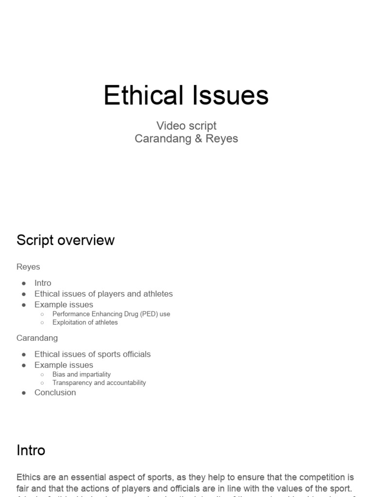 Ethical Issues | PDF | Sports | Bias