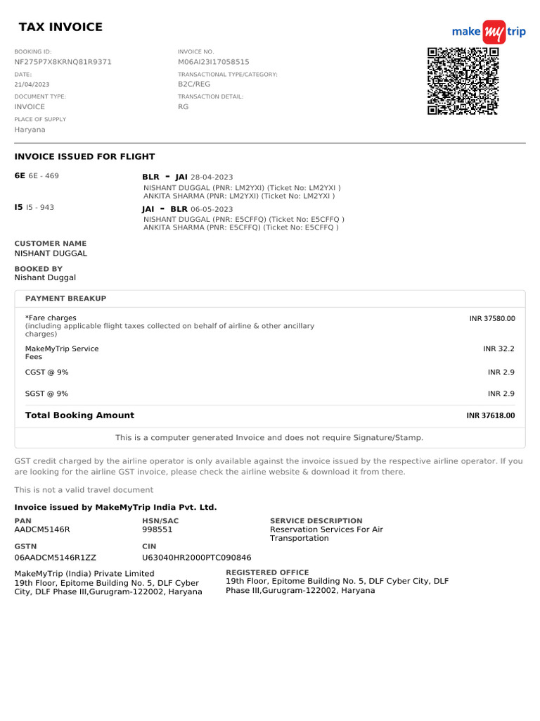 Booking Invoice - M06AI23I17058515 - LTA | PDF | Invoice | Government ...