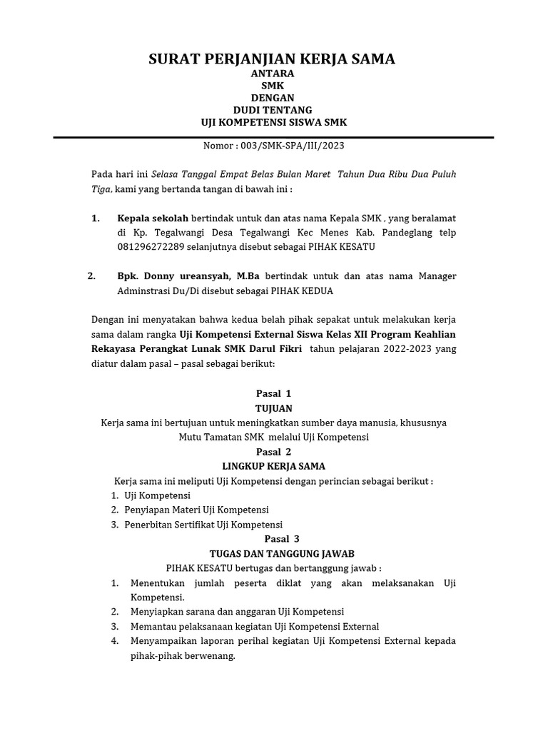 Contoh Mou Ukom | PDF