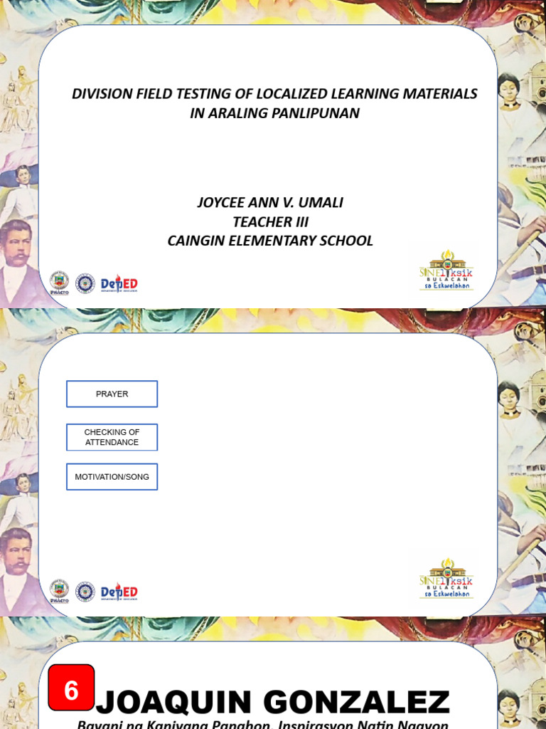 Finale Sineliksik Sa Eskwelahan Joaquin Gonzalez | PDF