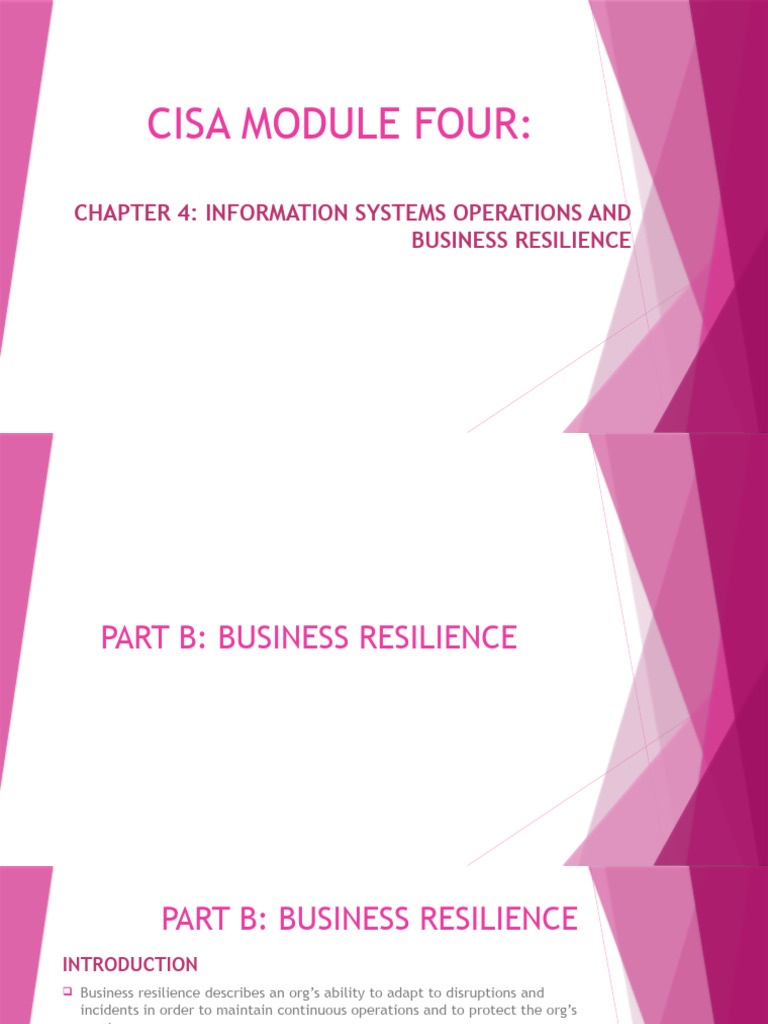 Cisa Module 4 Part B - Business Resilience | PDF | Disaster Recovery | Backup