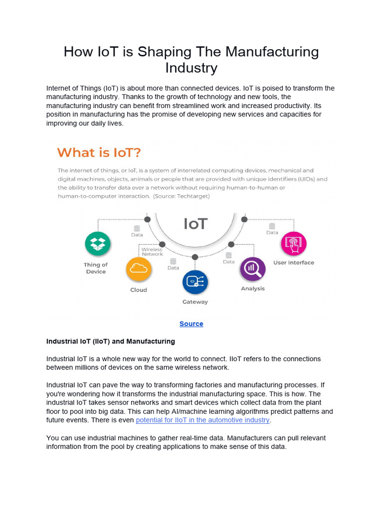How IoT Is Shaping The Manufacturing Industry | PDF | Internet Of ...