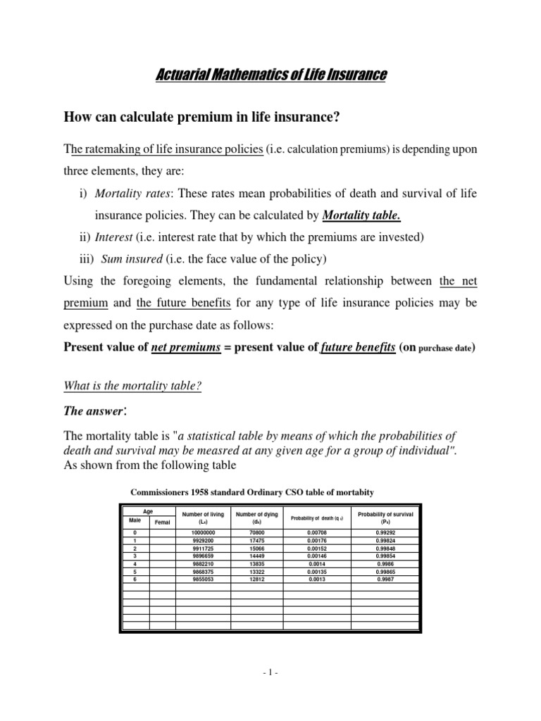 Life Insurance Premium Calculation Guide | PDF | Life Insurance | Insurance
