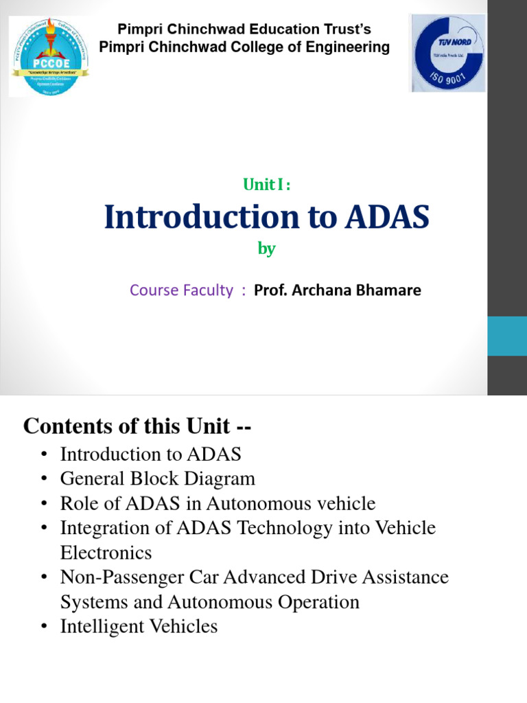 Unit-I ADAS | PDF | Transportation Engineering | Transport