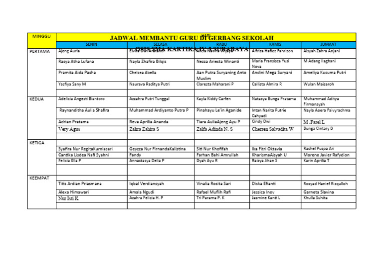 Jadwal Jaga Gerbang - P1 | PDF