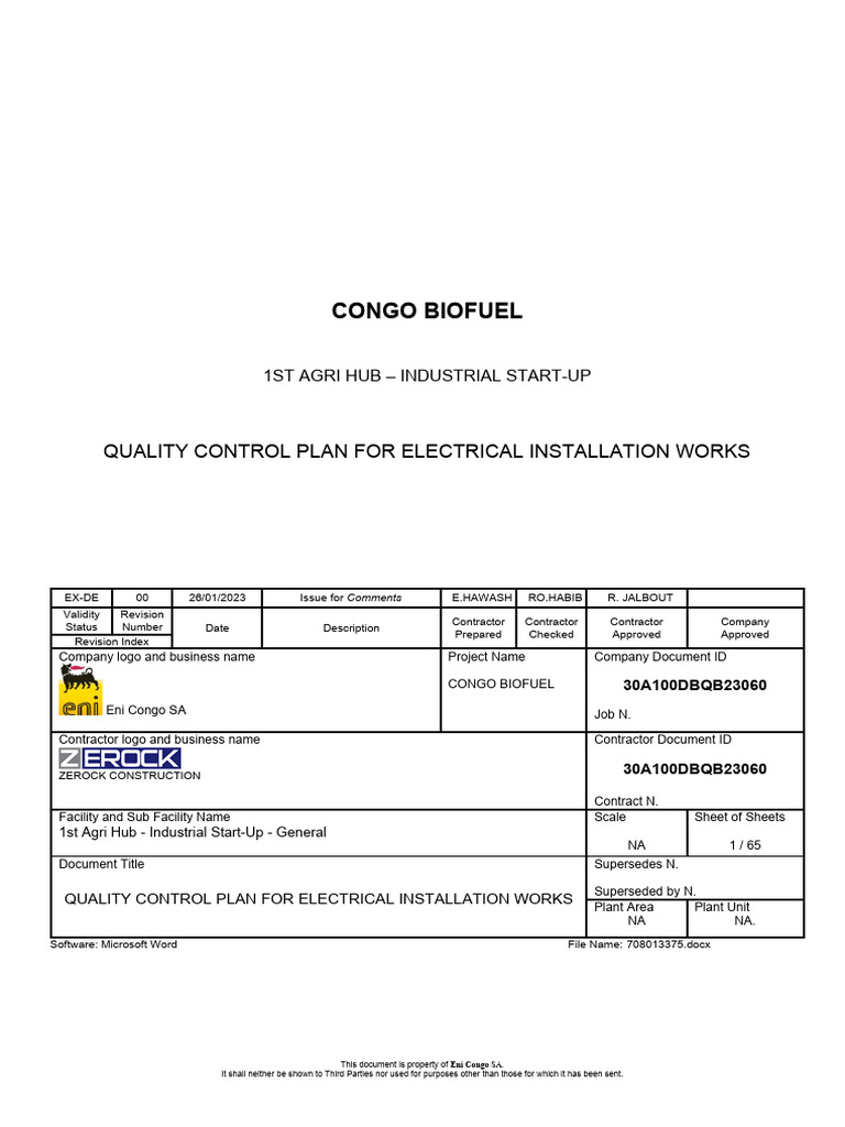 30a100dbqb23060 - Exde00 - 65 - Quality Control Plan For Electrical ...