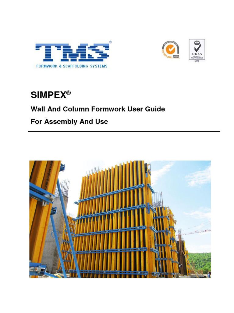 Simpex Wall Formwork Data Sheet | PDF | Scaffolding | Crane (Machine)