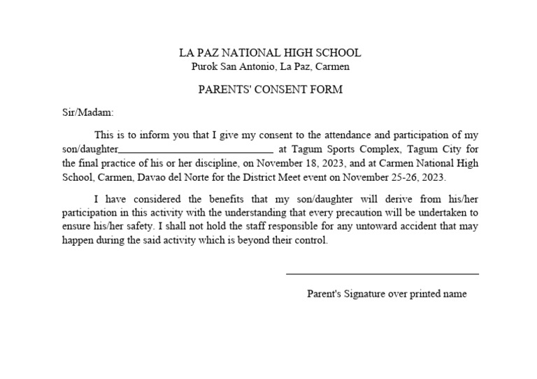 Consent 2023-2024 | PDF