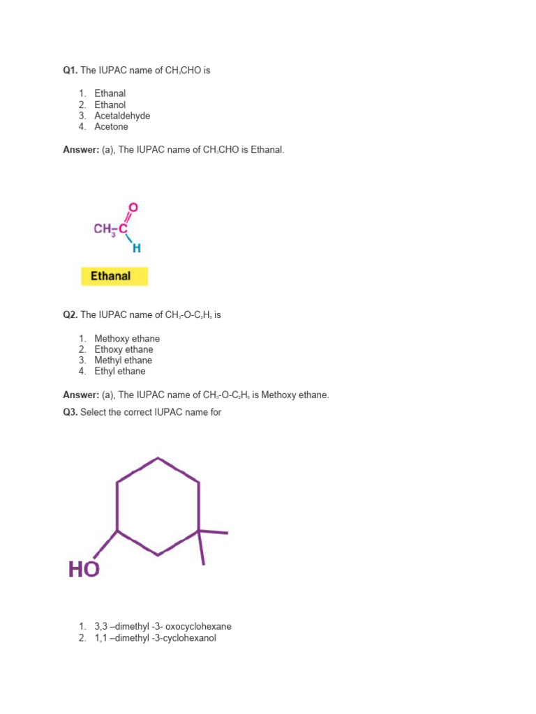 Oc Nomenclaturepractice | PDF | Functional Group | Physical Sciences