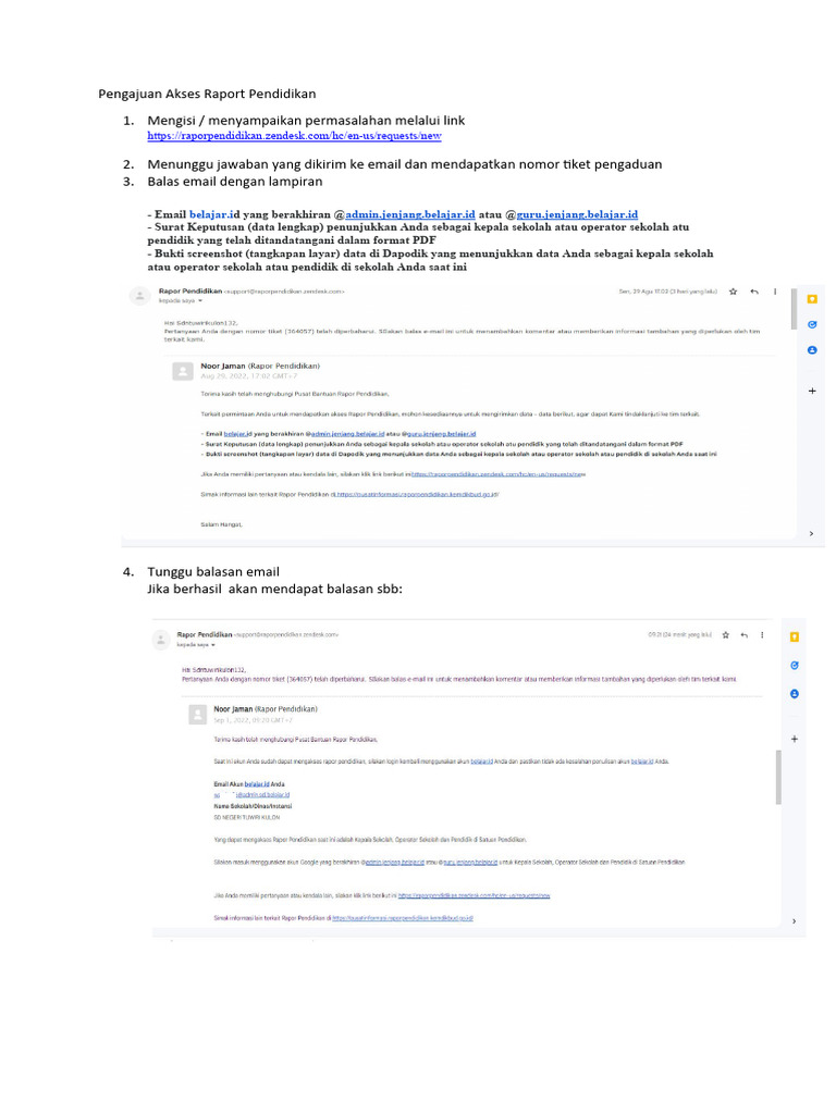 Pengajuan Akses Raport Pendidikan | PDF