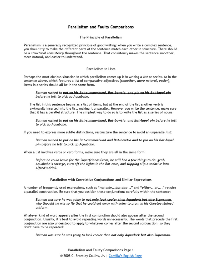 Parallelism and Faulty Comparisons | PDF | Semantic Units | Human ...