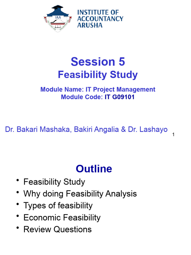 Session 5 - Feasibility Study | PDF | Net Present Value | Feasibility Study