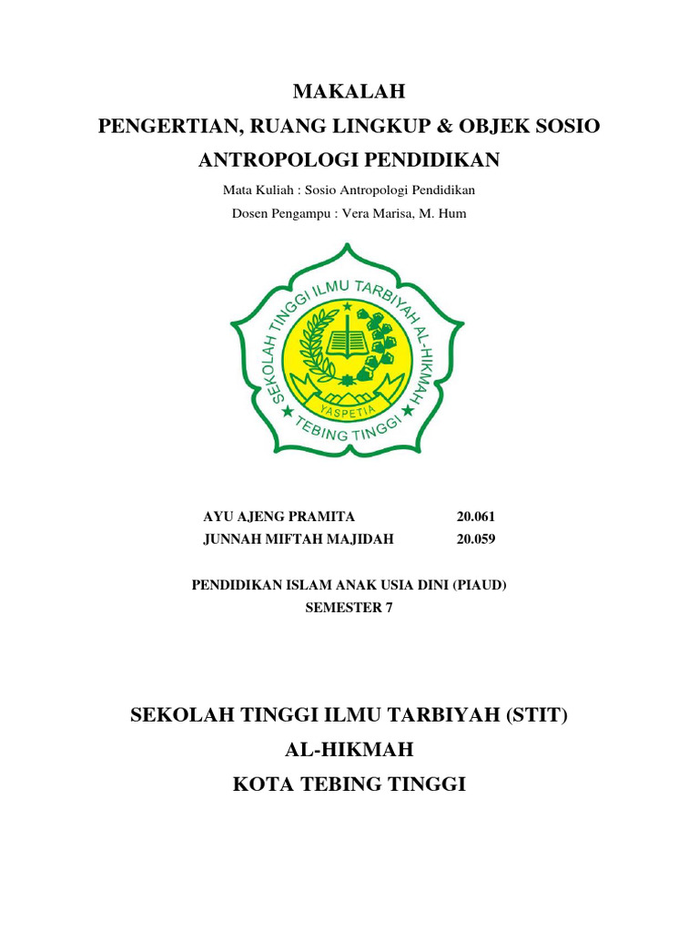 Ruang Lingkup Sosio Antropologi Pendidikan | PDF | Sejarah