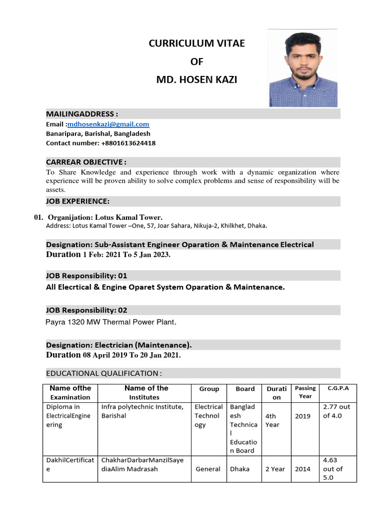 Curriculum Vitae Hosen Kazi | PDF