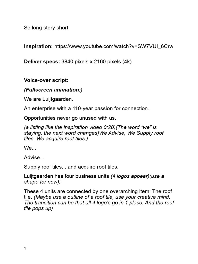 Script For Animation - Vriendenvan | PDF