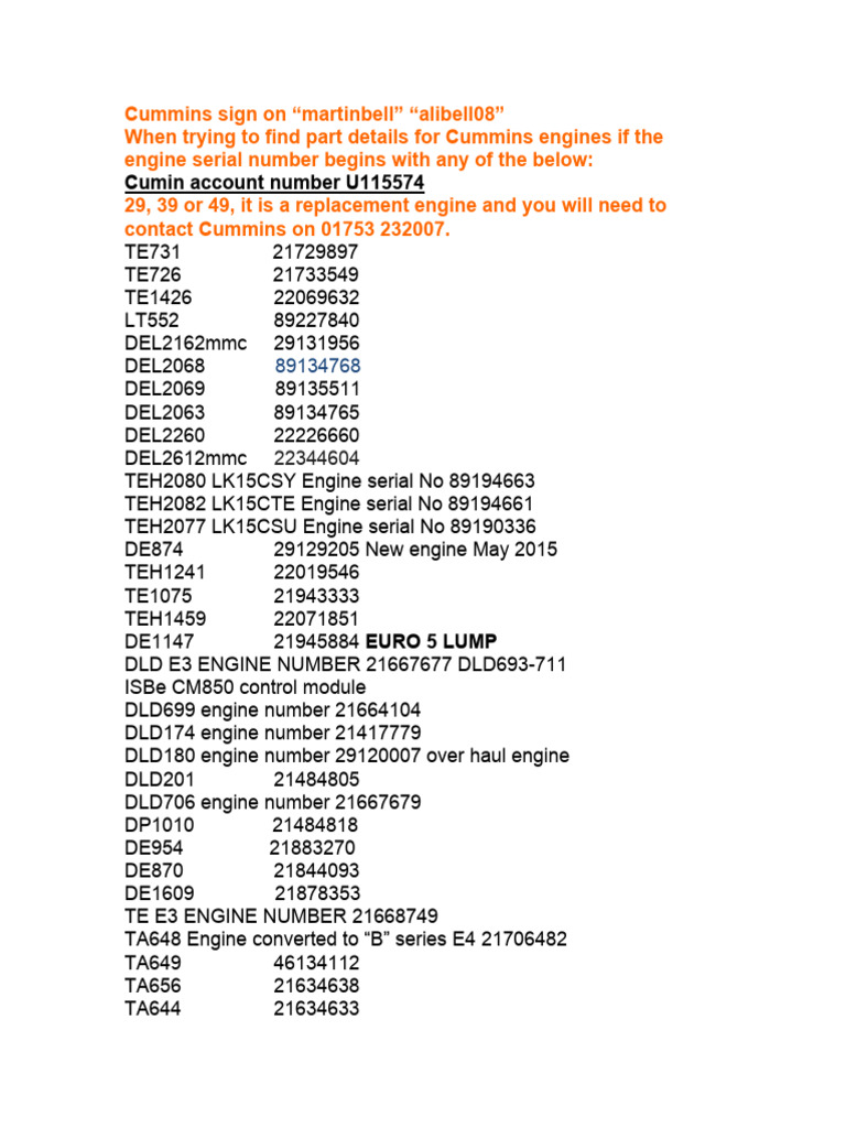 Engine Gear Box Numbers | PDF | Transport | Wheeled Vehicles