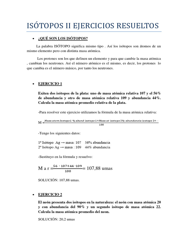 15 - Isotopos II Ejercicios | PDF
