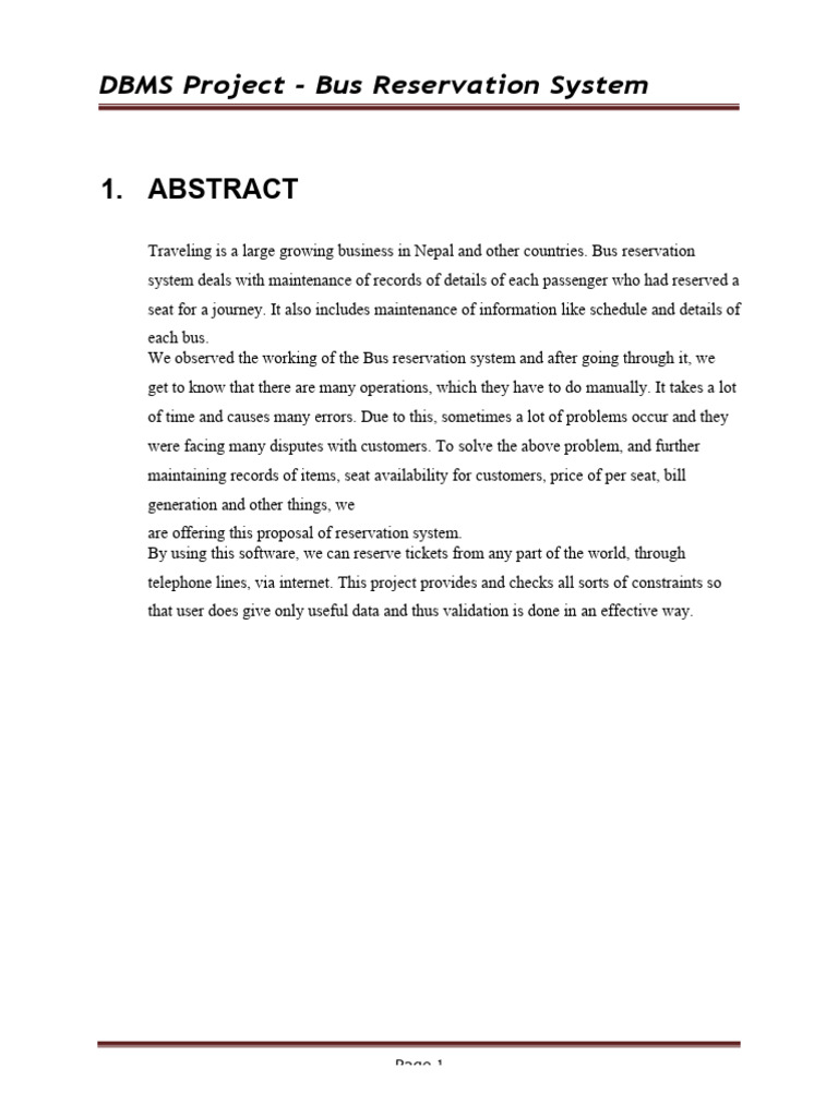 Bus Reservation Management System | PDF | Databases | Computing