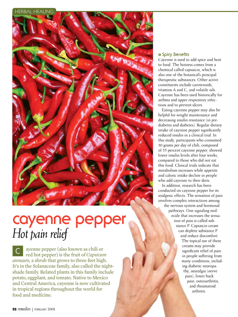 Cayenne Pepper: Pain Relief & Benefits | PDF | Chili Pepper ...