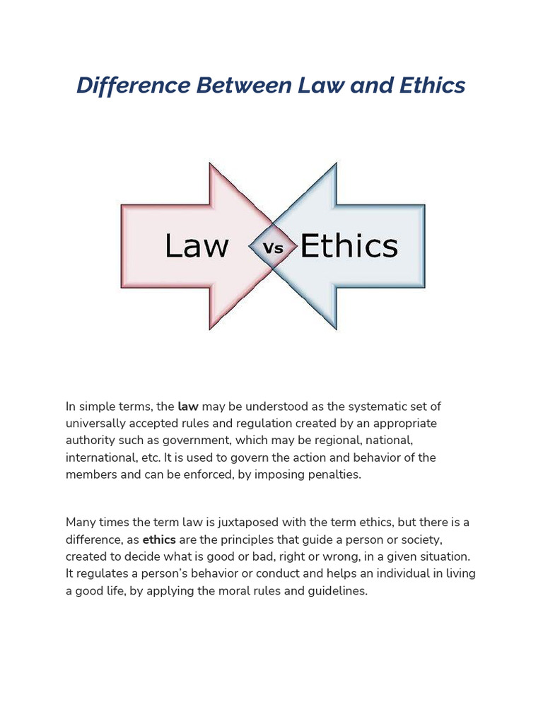 Law vs. Ethics: Key Differences Explained | PDF | Morality | Punishments